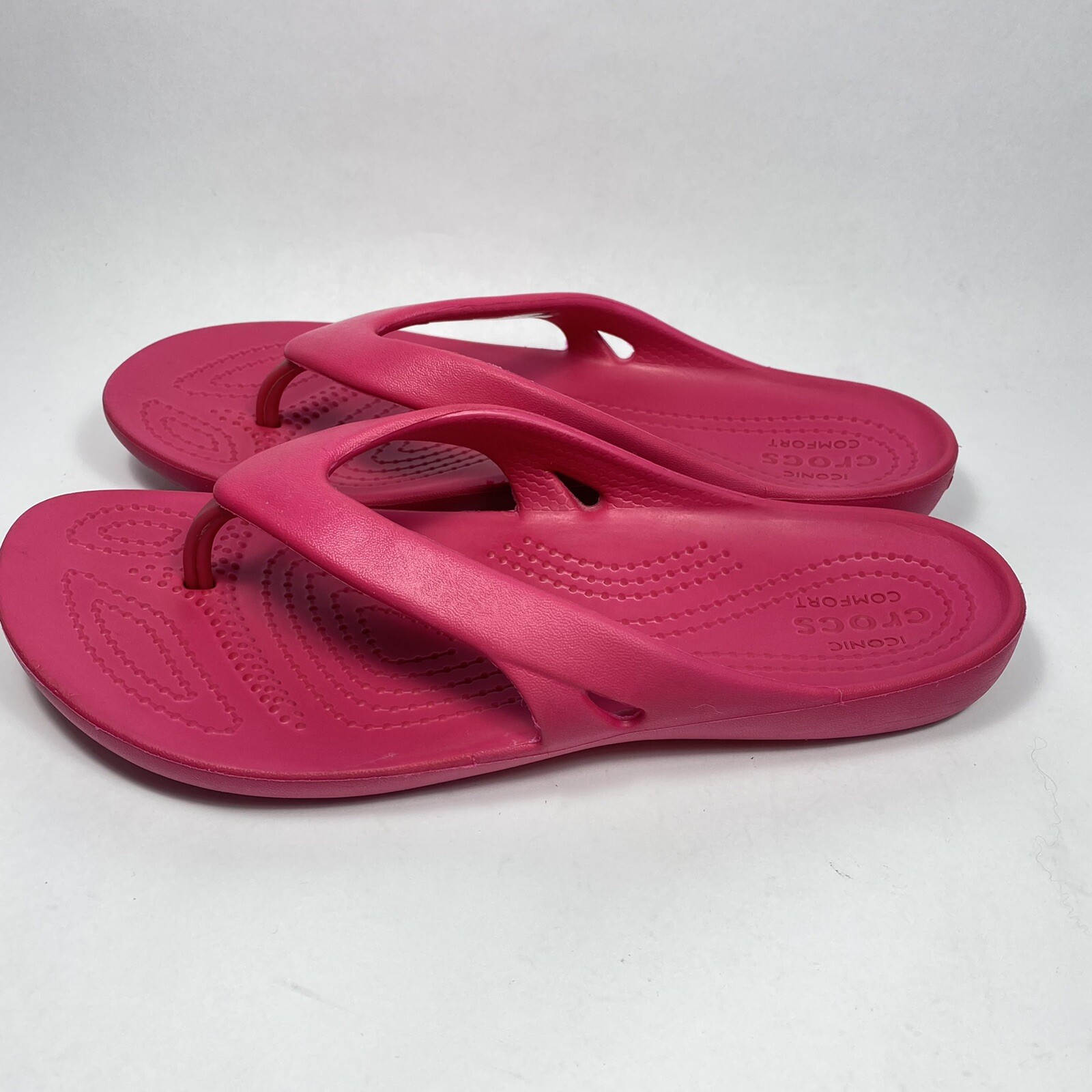 Crocs Iconic Comfort Sandals Womens 6 Hot Pink Flip F… - Gem