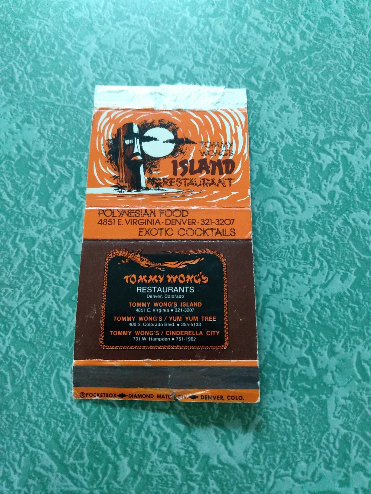 Vintage Matchbook Ephemera Collectible J8 Denver Colorado tiki Island ...