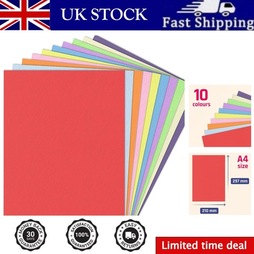 10 Colour Assorted A4 Art Paper - 100 Sheets, Perfect for Crafts ...