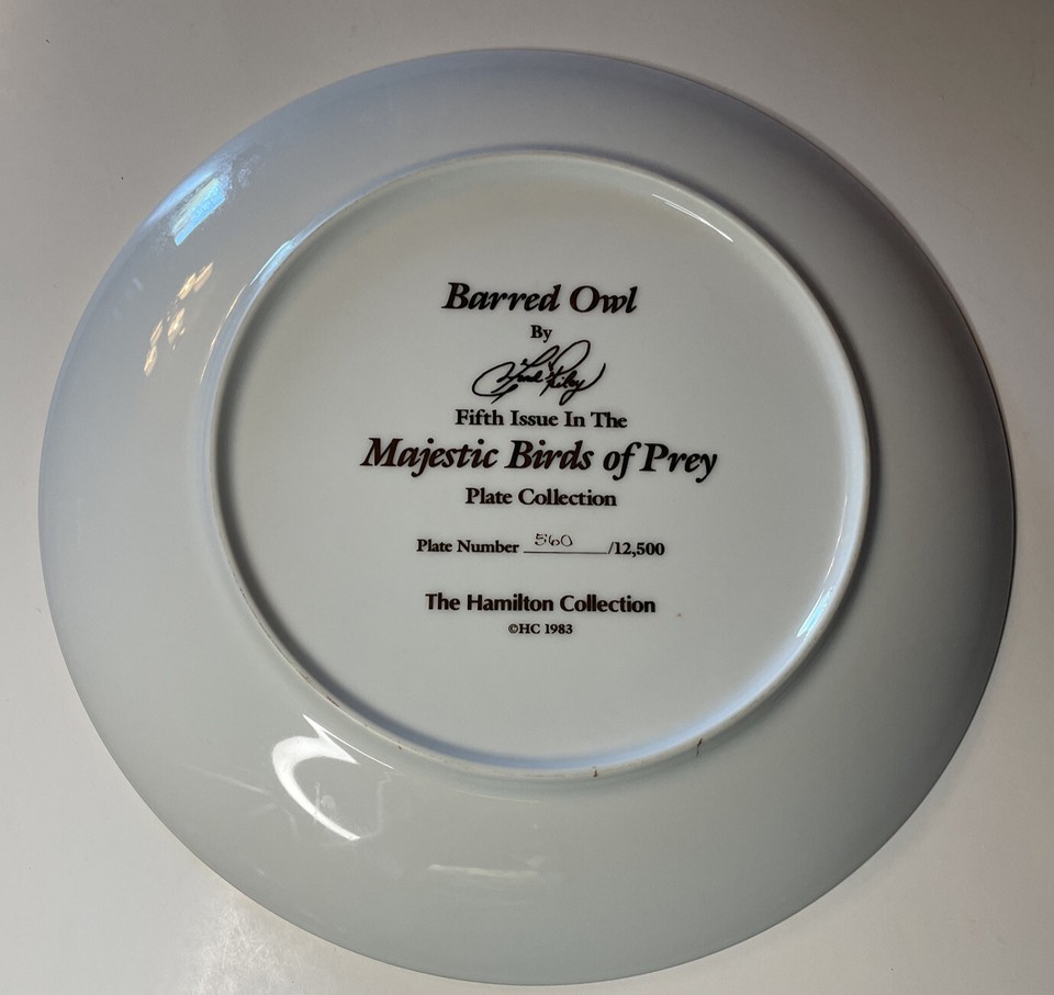 Hamilton Collection Majestic Birds of Prey Collector's Plate BARRED OWL ...