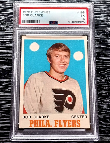 1970 O PEE CHEE OPC BOBBY CLARKE ROOKIE HOCKEY CARD #195 **CENTERED ...