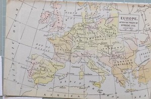 MAP EUROPE AFTER THE TREATY OF UTRECHT 1713 AUSTRIA HUNGARY FRANCE ...