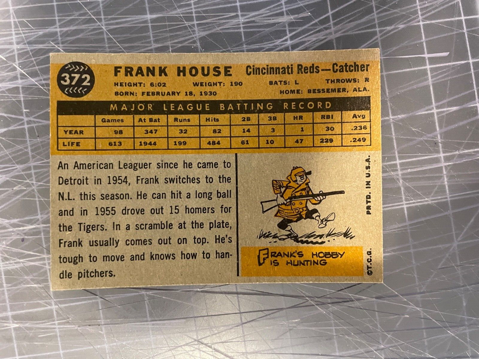1960 TOPPS #372 FRANK HOUSE CINCINNATI REDS BASEBALL CARD NM/MT | eBay