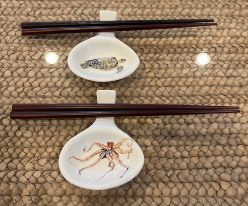 Kim Rody Porcelain Holder & Laquer Chopsticks Kim Rody Fishartista | eBay