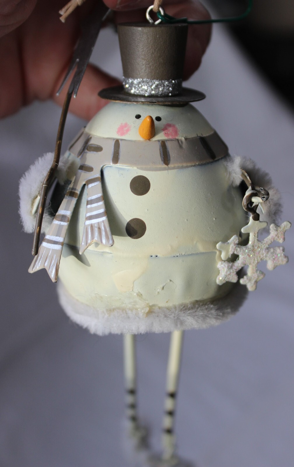 Dangling Legs Snowman Tin Christmas Tree Ornament | eBay