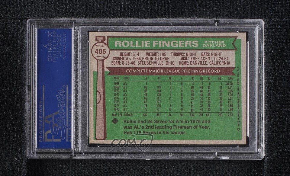 1976 Topps Rollie Fingers #405 PSA 7 HOF | eBay