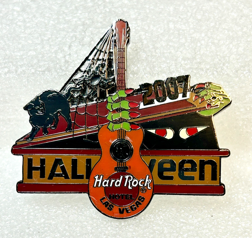 Hard Rock Las Vegas Halloween 2007 Coffin Pin Enamel Guitar Cat Spider ...