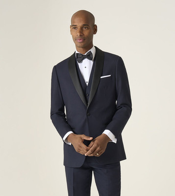 Skopes 3 Piece Dinner Suit Tailored Fit Navy Blue Check Newman Black ...