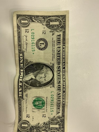 Star Note One Dollar Bill 2017 Series Circulated Serial Number ...