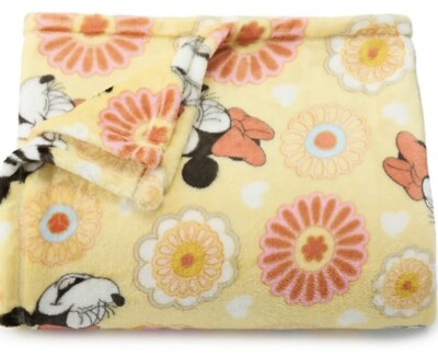 MINNIE MOUSE FLORAL Flowers Yellow Oversized 5x6' THROW BLANKET The Big ...