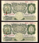 (2) CONSECUTIVE 1930 BRITISH £1 ONE POUND TREASURY NOTES, CATTERNS, B ...