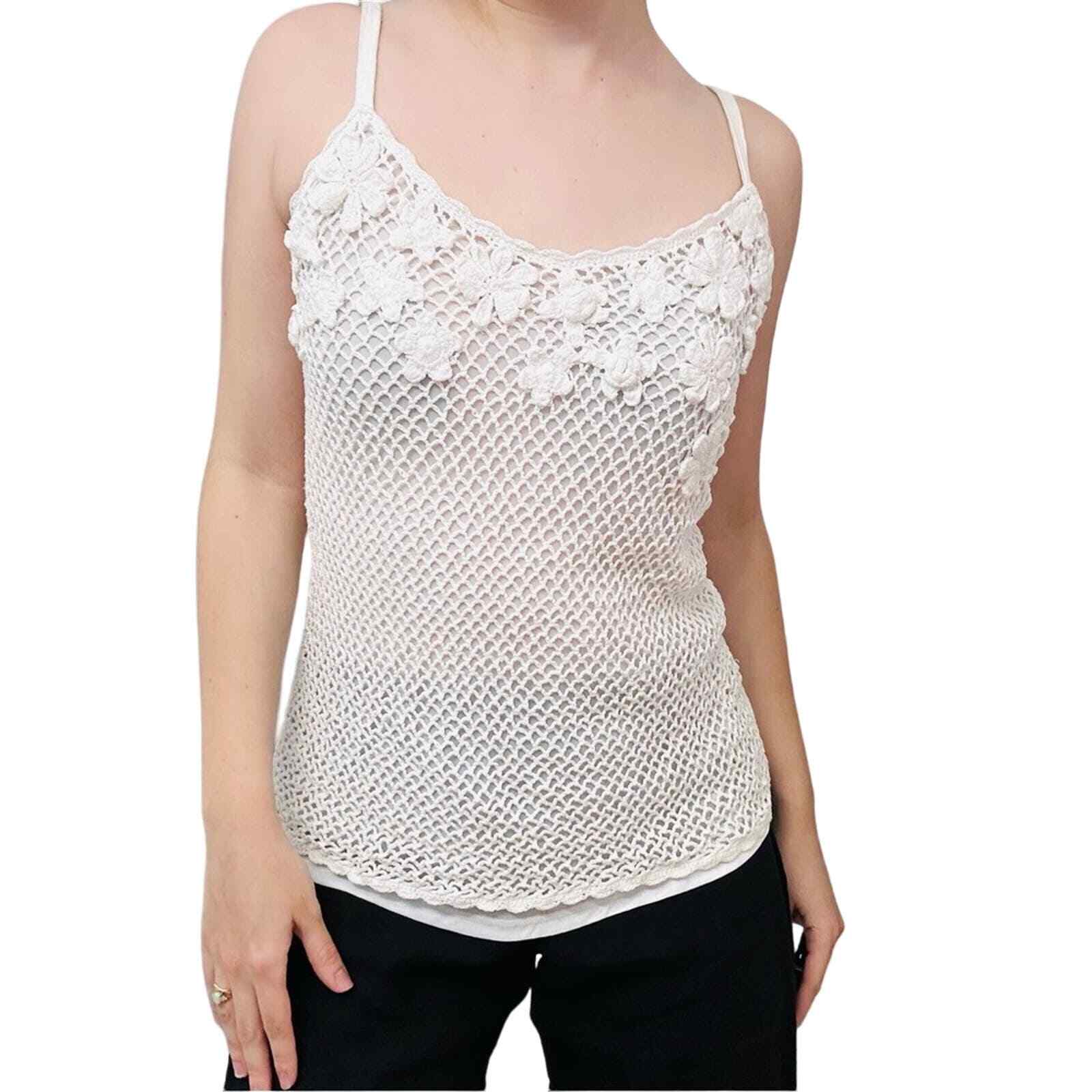 Y2K Tank Top Crochet Knit Fairy Summer Beach Dainty W… - Gem