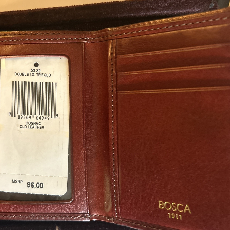 Bosca Old Leather Double I.D. Trifold Wallet RFID Cognac 53-32 MSRP ...
