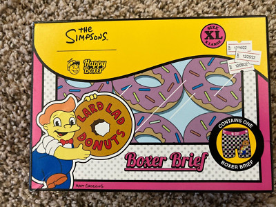 The Simpsons LARD LAD DONUTS Happy Boxer Brief Underwear Men's Size XL ...