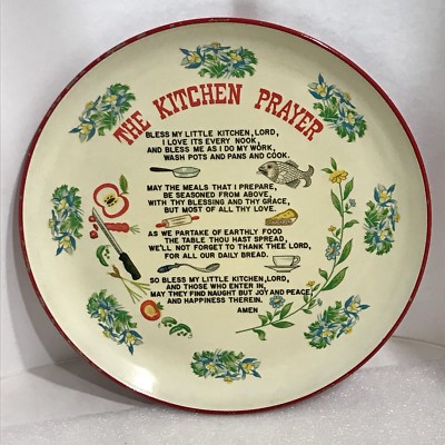 Vintage The Kitchen Prayer Plate Wall Hanging 10 1/4 " Home Kitchen ...