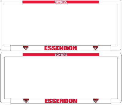 AFL Car Number Plate Frame Set Of Two - Essendon Bombers - Front/Back ...