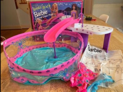 1995 Mattel Arco Toys Sparkle Beach Barbie Crystal Clear Pool Playset ...
