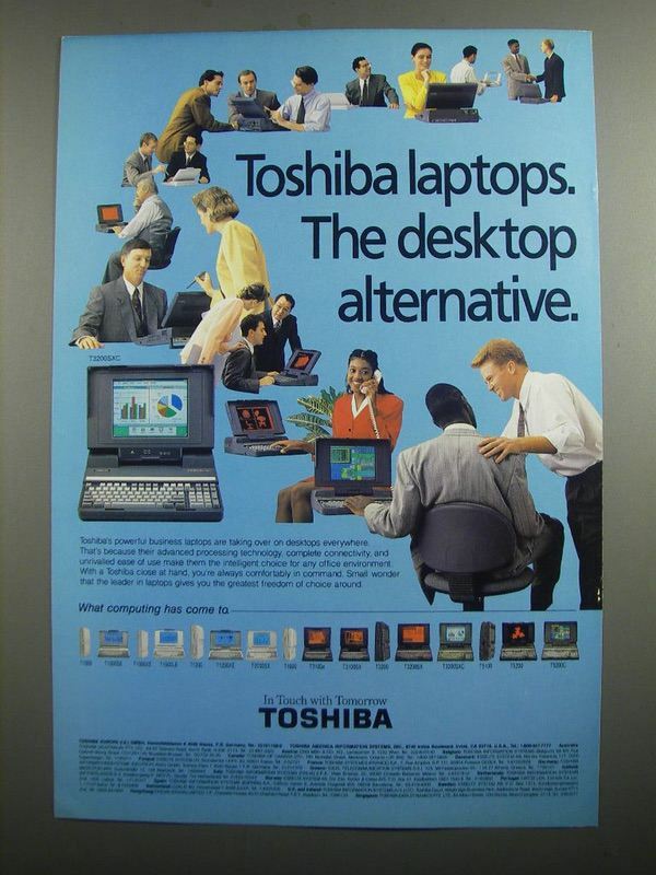 1991 Toshiba T32000SXC Laptop Computer Ad - The desktop alternative | eBay