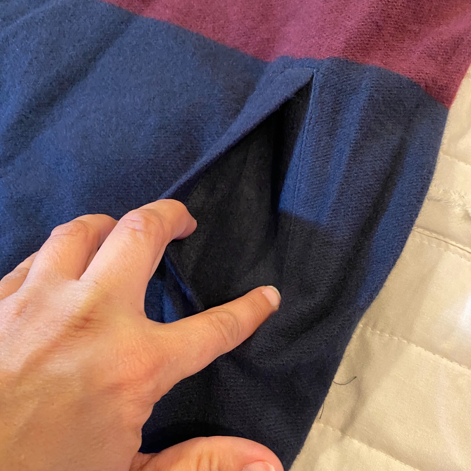 Chaps Ralph Lauren Pullover Mens Small Navy Maroon Stripe Fuzzy 1/4 ...