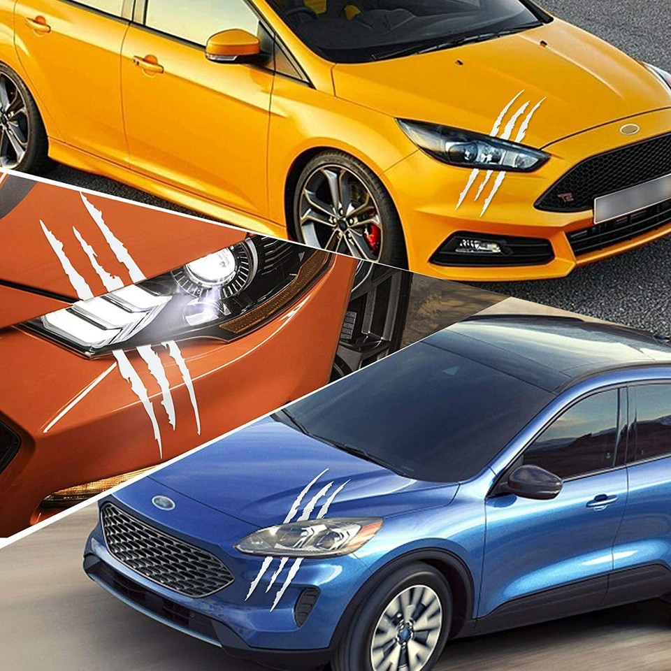 2pcs White Monster Claw Scratch Decal Reflective Sticker for Car ...