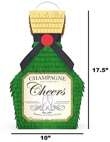 Champagne Pinata with Stick, 17X10 inches, Perfect for New Years 21st ...