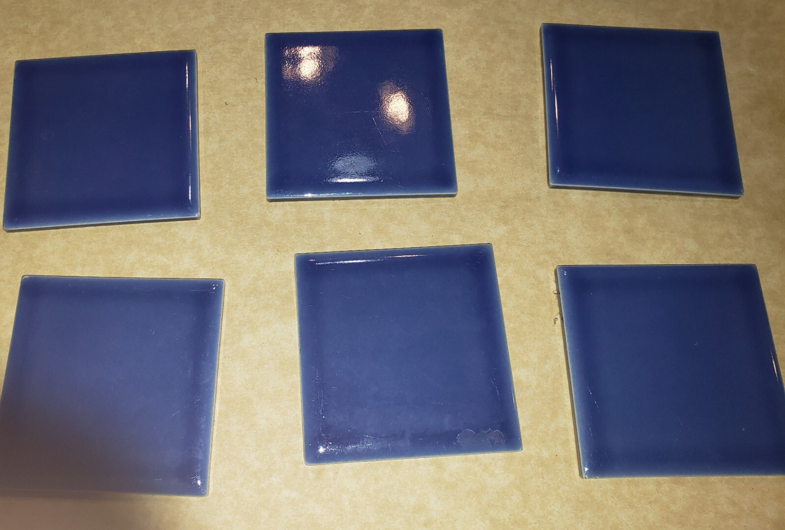 Lot of 6 Ceramic Blue made in Japan Tile NOS Pieces Vintage about 3"x3 ...