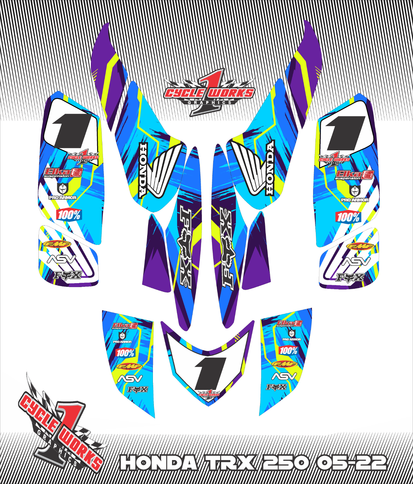 TRX 250ex graphics Honda 250 ex 06-up ATV sticker kit plag | eBay