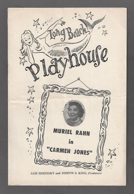 Oscar Hammerstein "CARMEN JONES" Muriel Rahn / Bizet 1955 Long Beach ...
