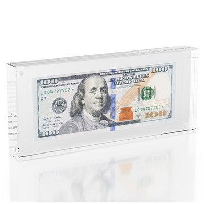 Magnetic Acrylic Currency Display Case 7.8" x 3.9" Clear Banknote ...