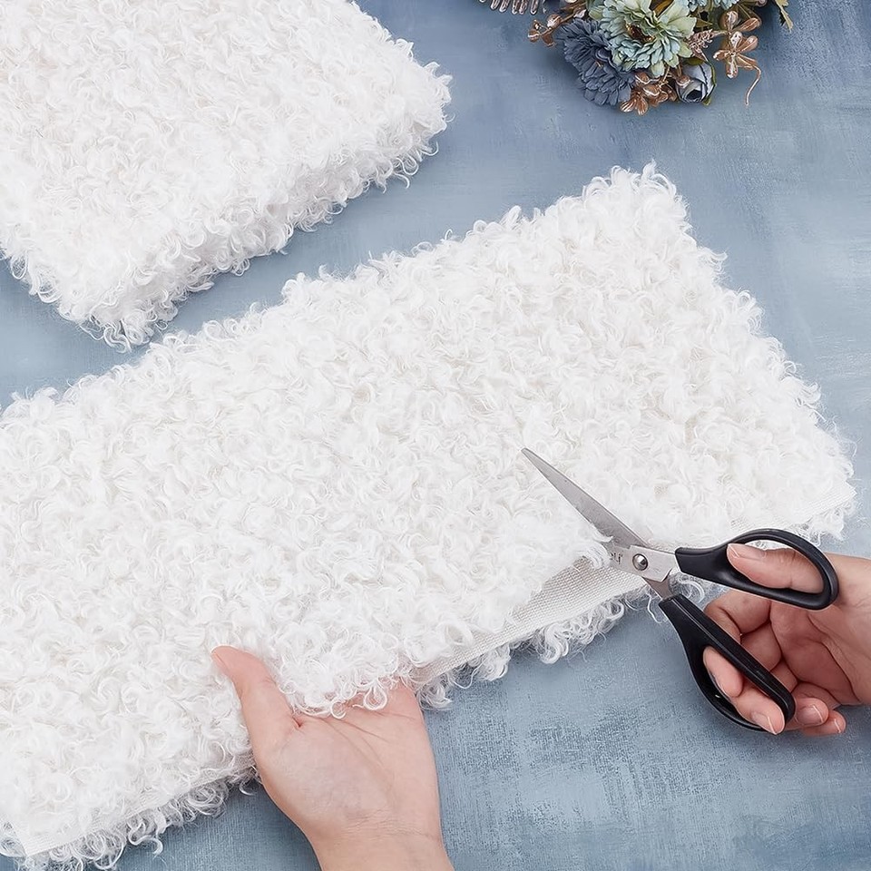2pcs White Curly Fabric Wool Plush Fabrics Faux Fur Fabric Sherpa ...
