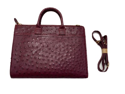 Genuine Ostrich Leather Briefcase (Burgundy) | eBay