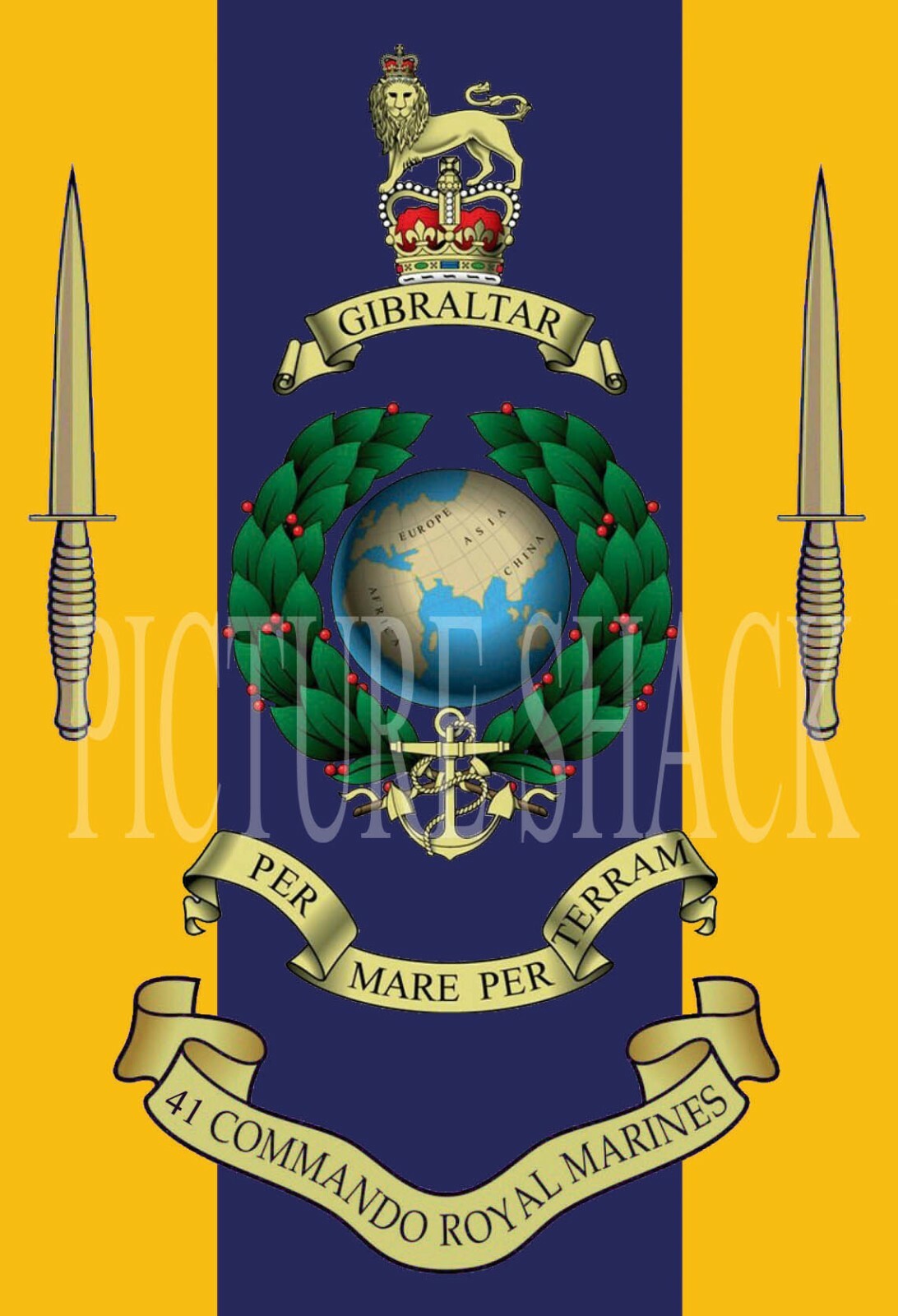 41 COMMANDO ROYAL MARINES BADGE PRINTED ON A METAL SIGN. FRIDGE MAGNET ...