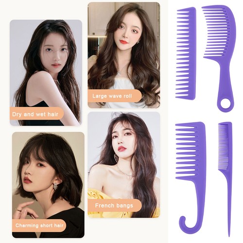 4pcs Comb Kit Pointed Tail Wide Tooth Head Massage Lightweight Styling ...