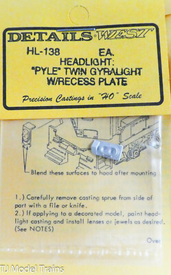 Details West HO #138 Headlight "PYLE" Twin Gyralight w/Recess Plate ...