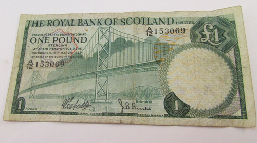 Royal Bank of Scotland 1 Pound Note 1969 Nice Estate Find | eBay