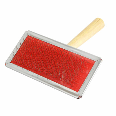 Wood Grip Metal Wire Dog Cat Hair Brush Comb Pet Grooming Tool Red ...