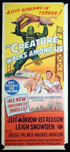 THE CREATURE WALKS AMONG US Original Daybill Movie Poster Sci Fi Black ...