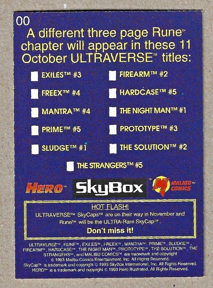 Promo Card Ultraverse #00 Rune (1993 SkyBox) | eBay