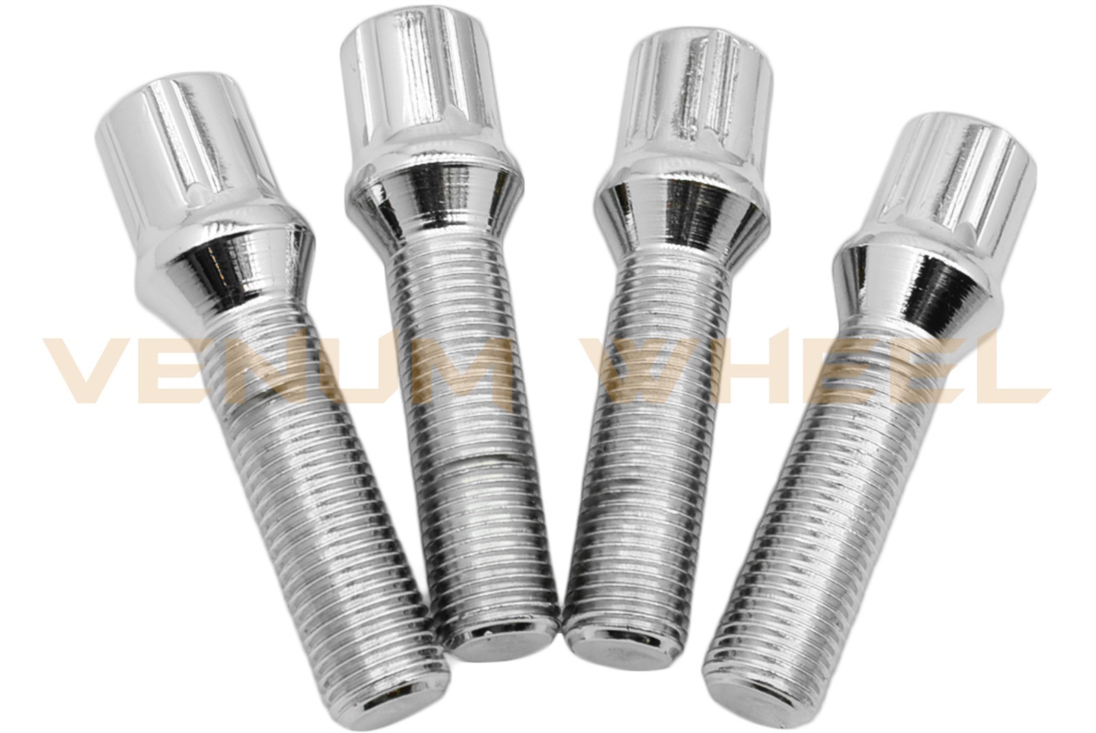 5 Pc Chrome Spline Tuner Lug Bolts 14x1.25 Thread Size 45mm Total Shank ...