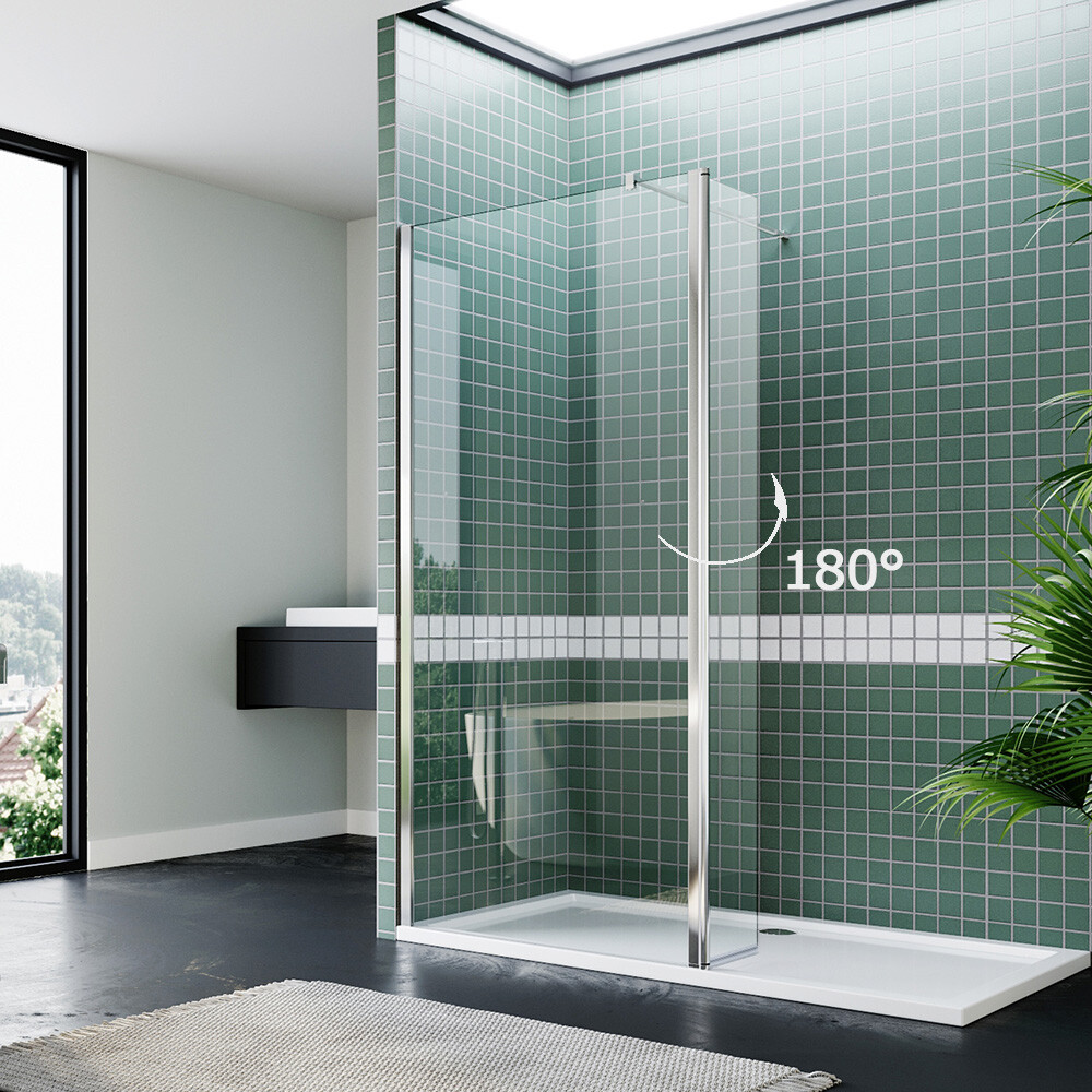 Walk In Shower Enclosure and Tray With Flipper Wet Room Screen 8mm ...