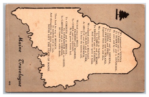 Maine Map Travelogue Poem, Maine ME Postcard | eBay