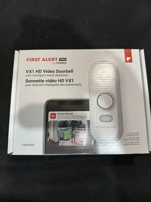 Resideo CAMW-WDB First Alert Pro VX1 HD Video Doorbell 5MP Camera White ...