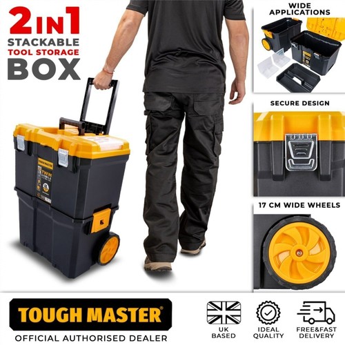 Stackable Tool Storage Box 19" on Wheels with Tote Tray and ...