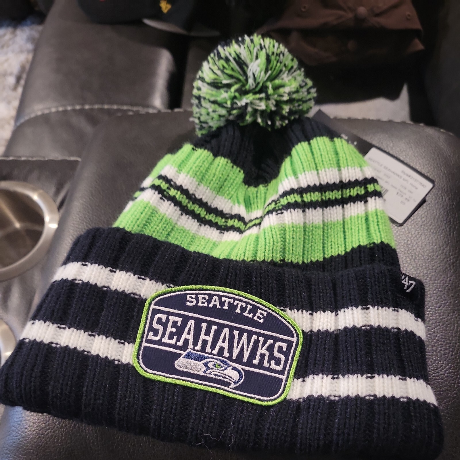 Seattle Seahawks 47 Brand NFL Hone Cuffed Knit Beanie With Pom Green ...