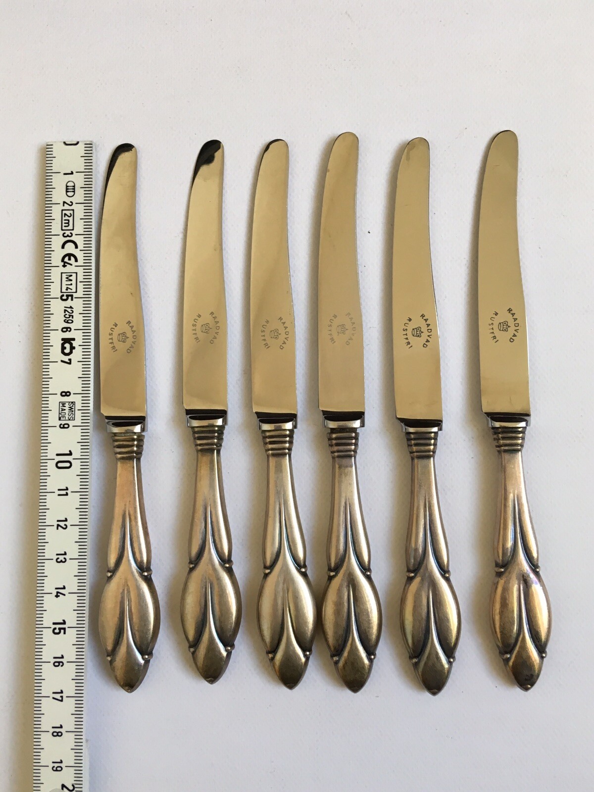 6 Vintage Danish RAADVAD knives-Set Of Buttermesser/Obstmesser hallmark ...