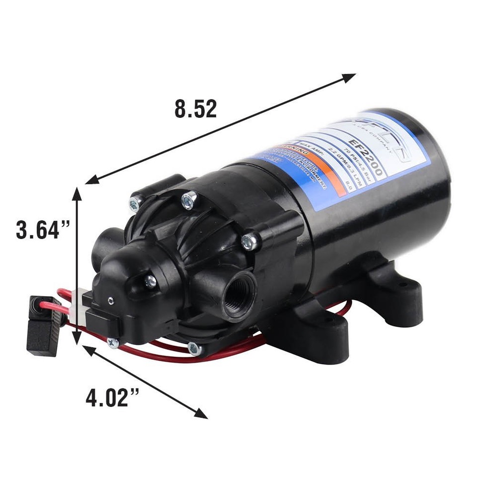 Everflo EF2200 12v Diaphragm Sprayer Pump - 2.2 GPM, 70 PSI for Spot ...