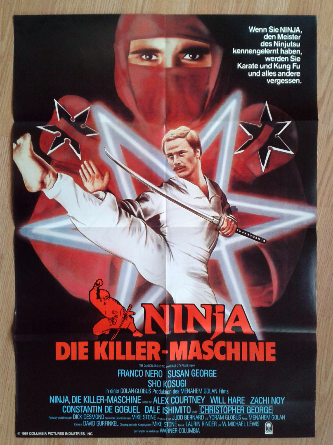 ENTER THE NINJA - vintage German poster 1981 FRANCO NERO Sho Kosugi ...