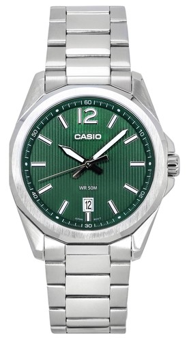 Casio Standard Analog Stainless Steel Green Dial Quartz MTP-E725D-3A ...