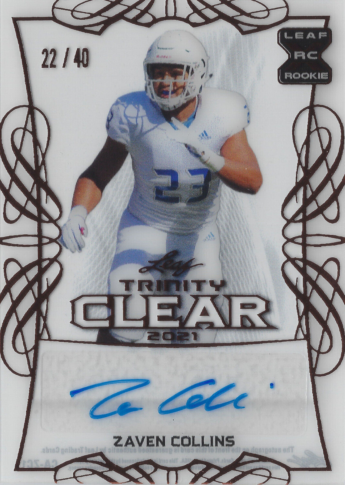 2021 Leaf Trinity - Clear Auto #CA-ZC1 Zaven Collins /40 (AU, RC) for ...