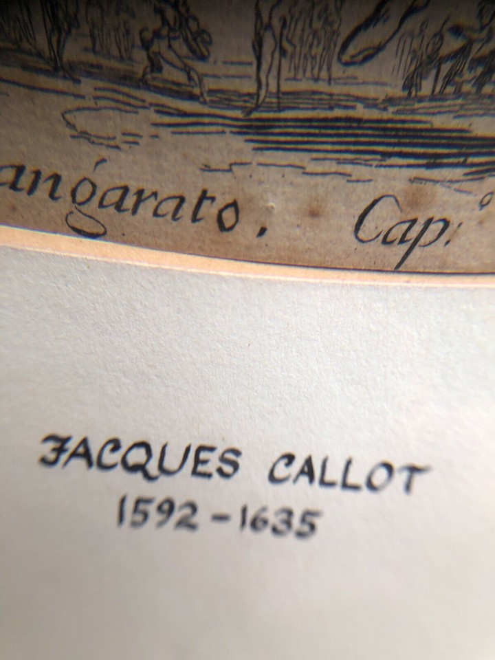 Two Framed JACQUES CALLOT engravings, Neopolitan dancers, Valued 1920 ...